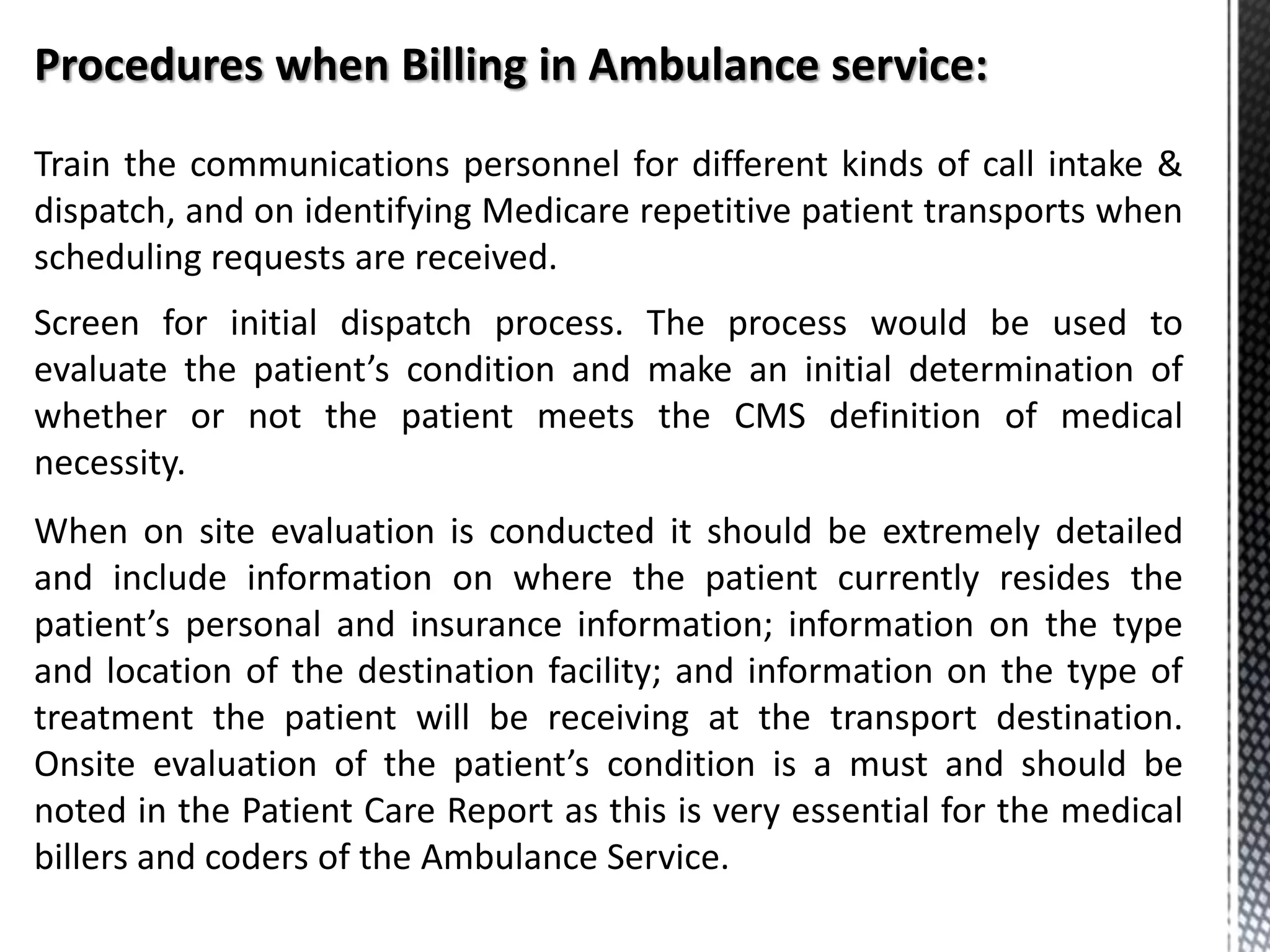 Ambulance billing policies and procedures | PPTX