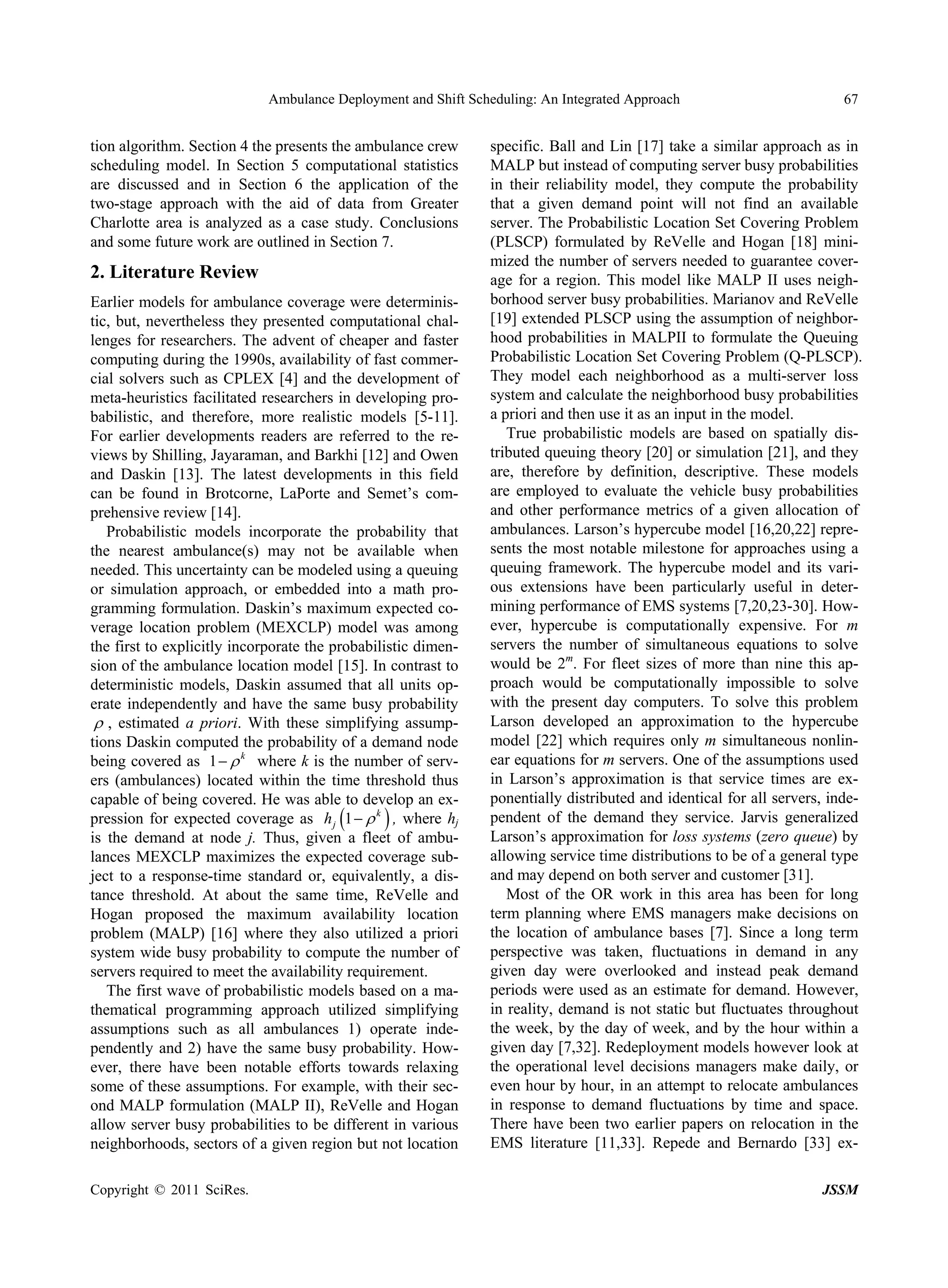 Ambulance deployment and shift scheduling an integrated approach | PDF | Motor Insurance | Insurance