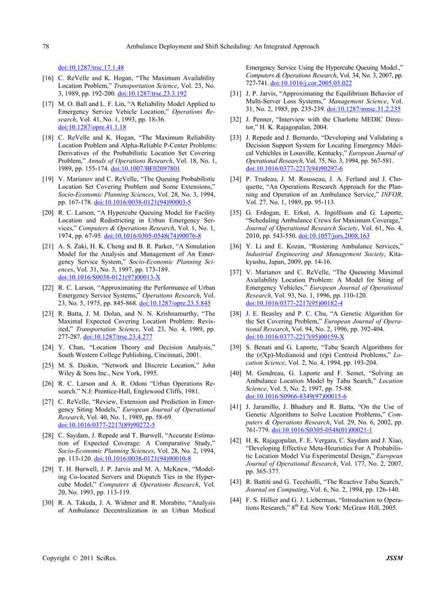 Ambulance deployment and shift scheduling an integrated approach | PDF | Motor Insurance | Insurance