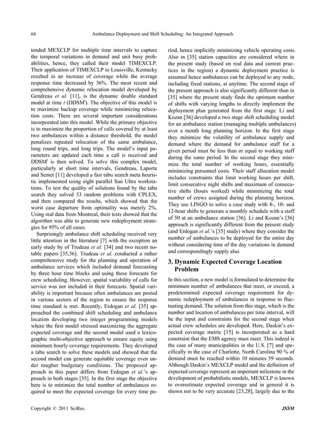 Ambulance deployment and shift scheduling an integrated approach | PDF ...
