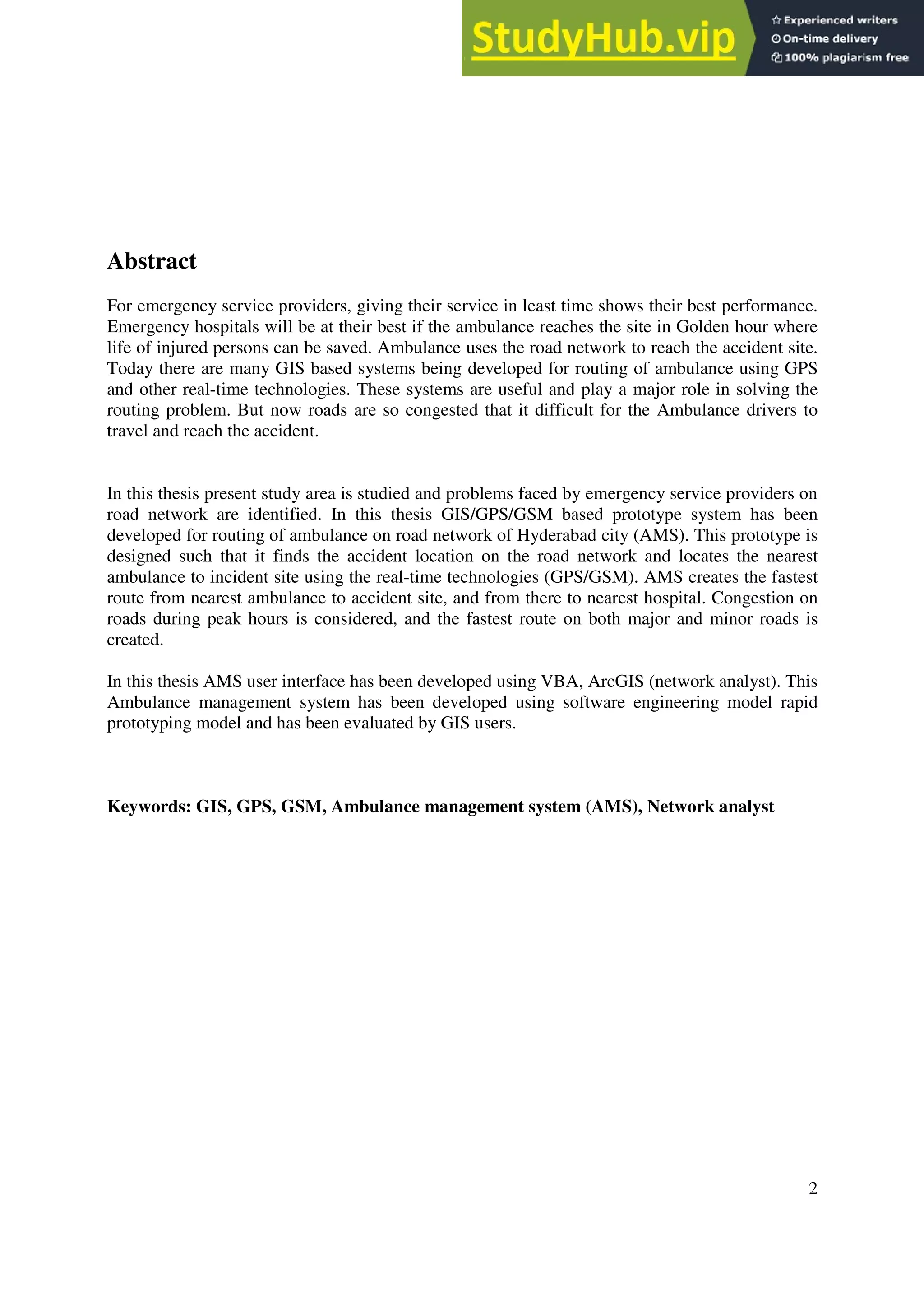 Ambulance Management System Using GIS | PDF