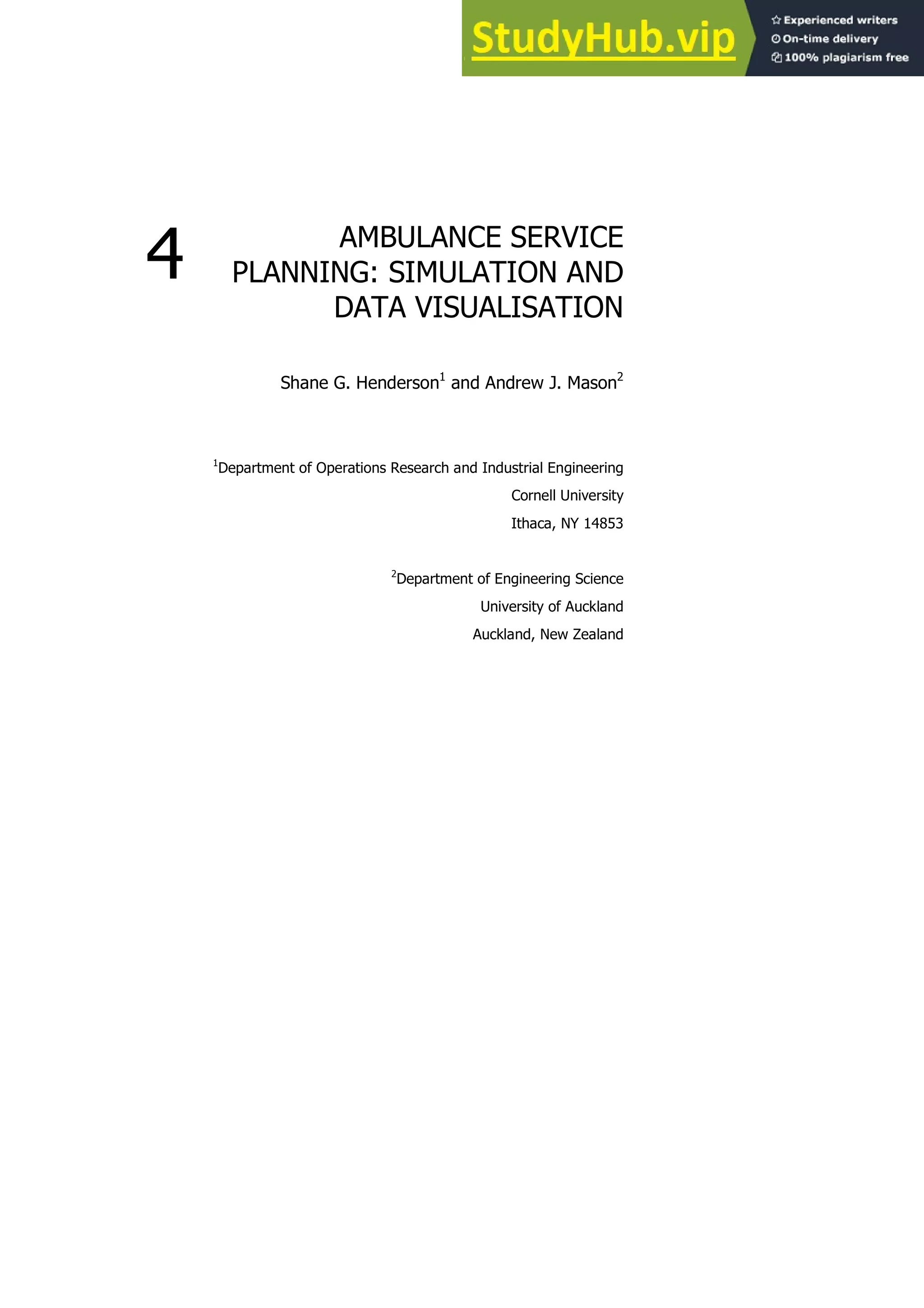Ambulance Service Planning Simulation And Data Visualisation | PDF