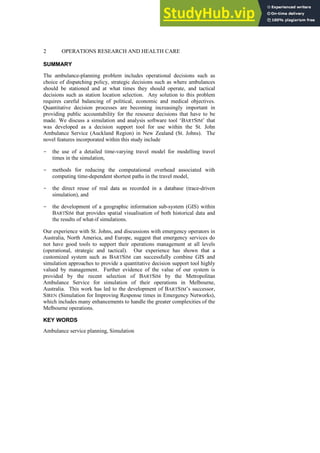 Ambulance Service Planning Simulation And Data Visualisation | PDF