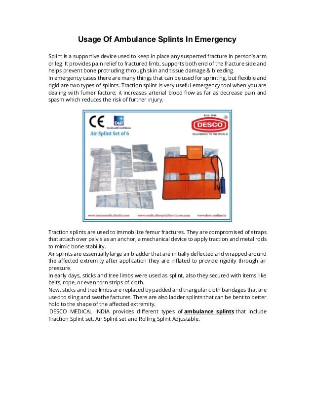 Usage Of Ambulance Splints In Emergency | PDF | First Aid | Injuries
