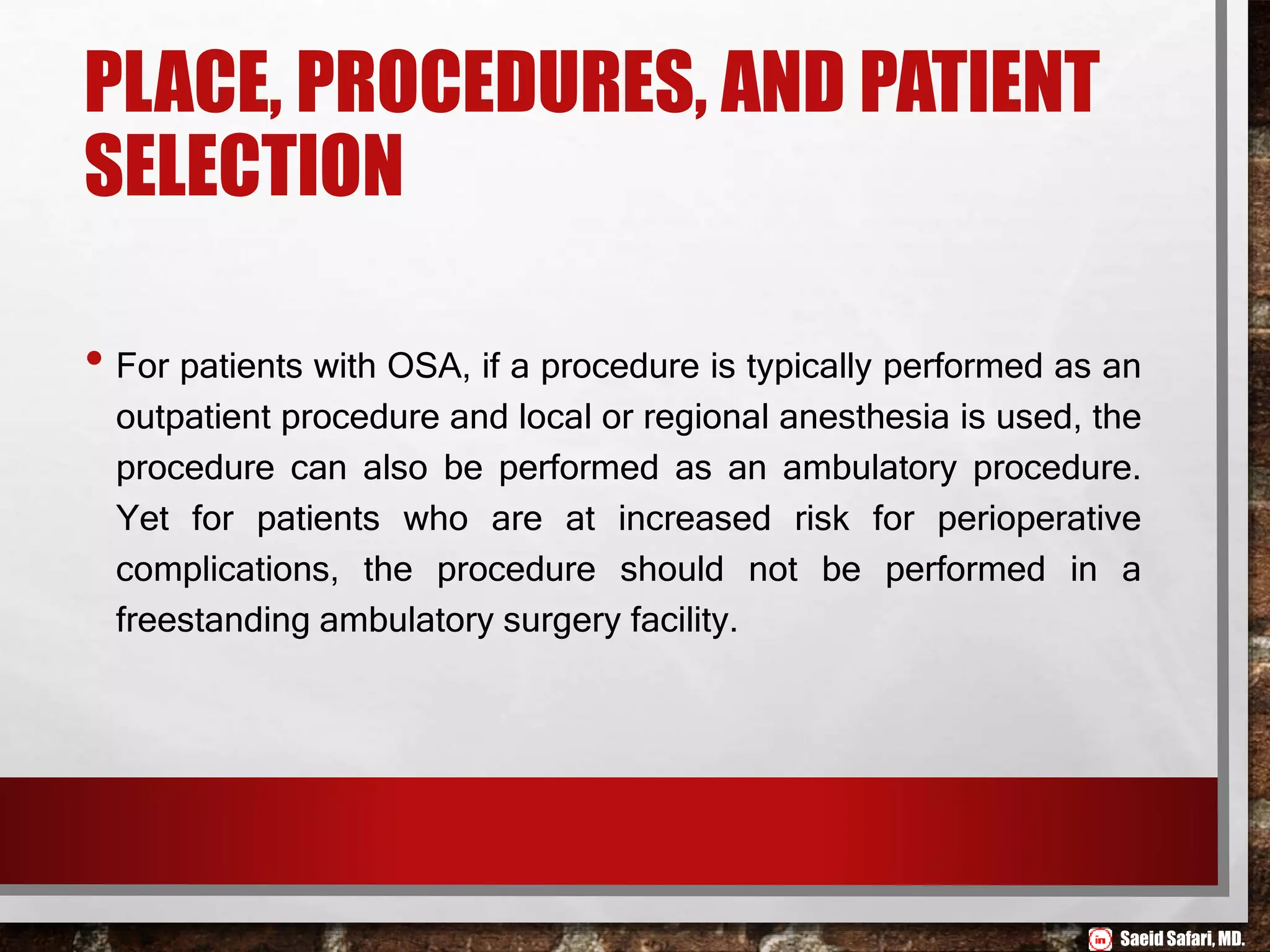 Ambulatory Anesthesia and Non–Operating Room Anesthesia (NORA) | PPTX