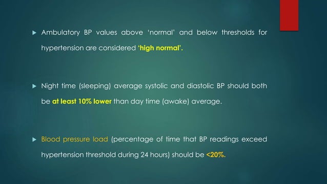 Ambulatory blood pressure monitoring [abpm] | PPTX | Heart and ...