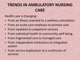 Ambulatory care in nursing | PPTX