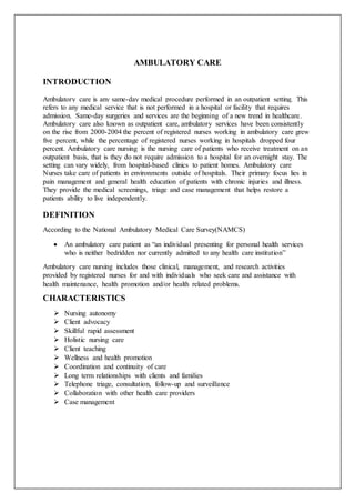 Ambulatory care | DOCX