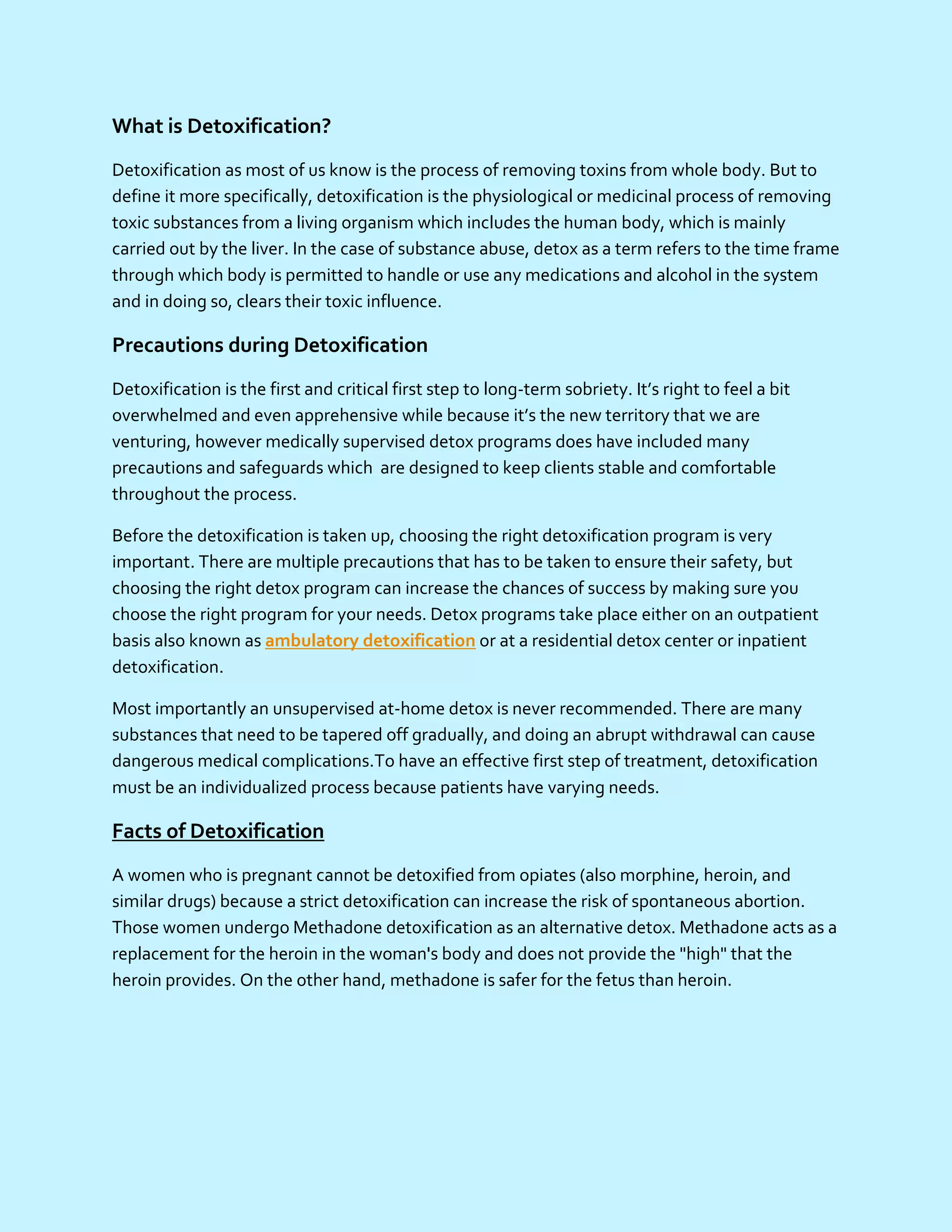 Detoxification Facts, Process and tips for Managing | PDF