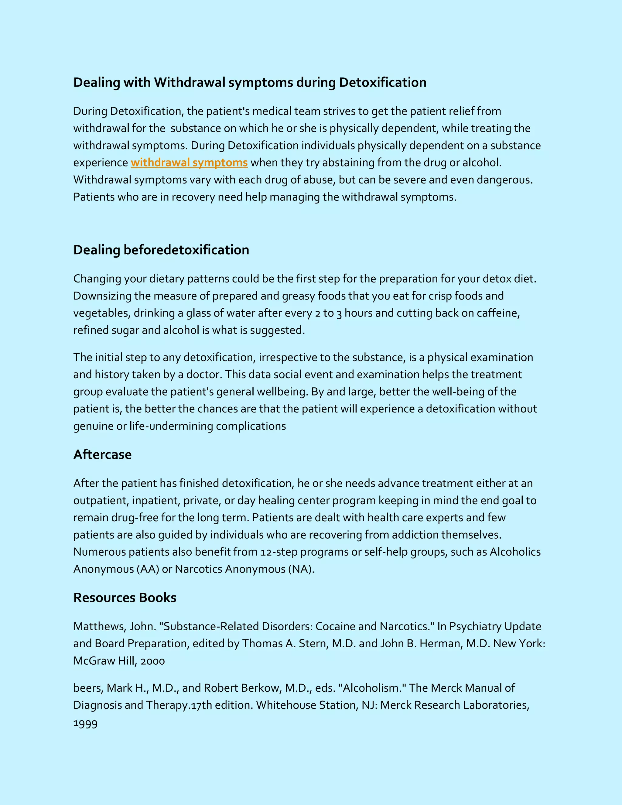 Detoxification Facts, Process and tips for Managing | PDF