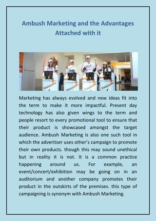 Ambush marketing and the advantages attached with it | PDF