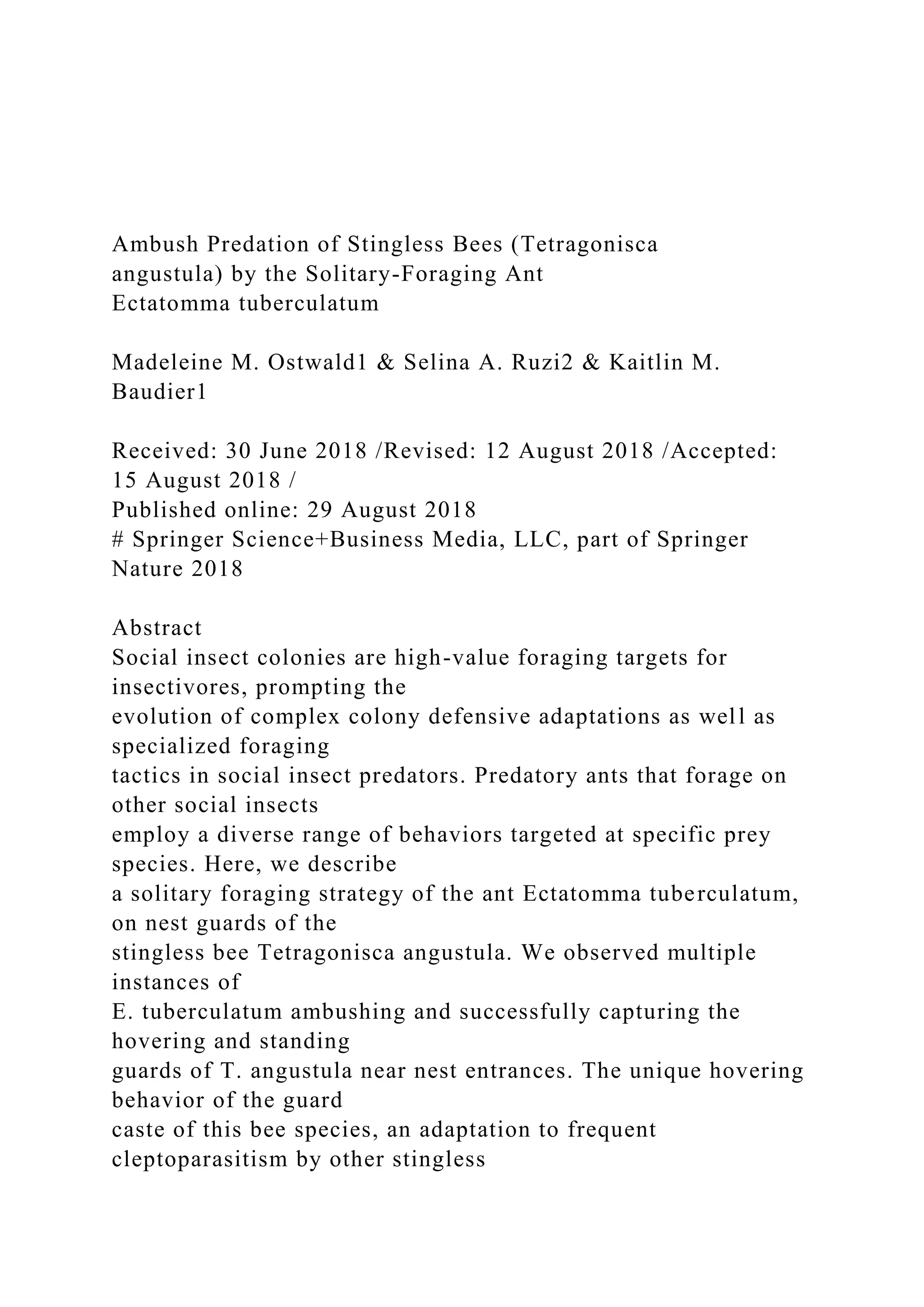Ambush Predation of Stingless Bees (Tetragoniscaangustula) b.docx