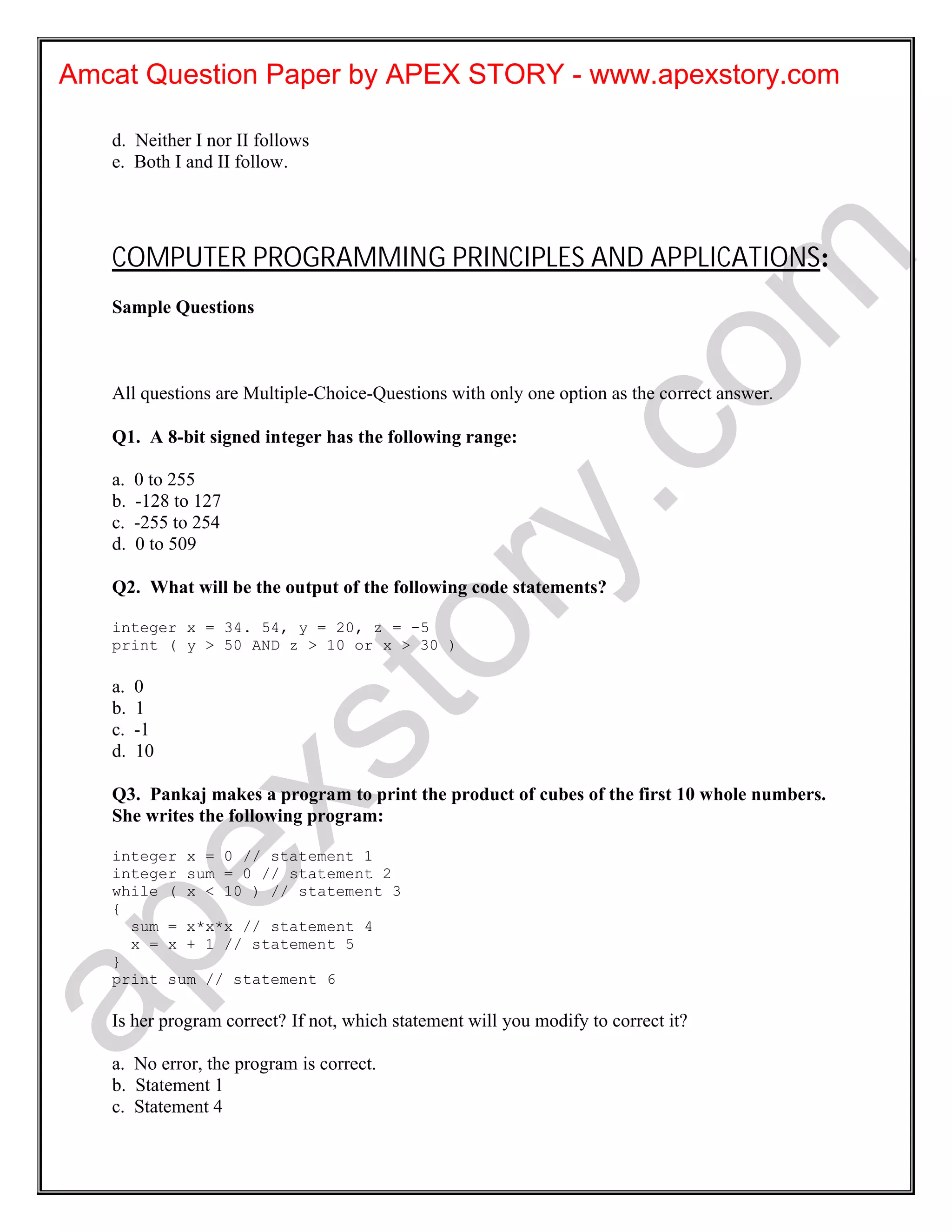 Amcat test-question-papers | PDF
