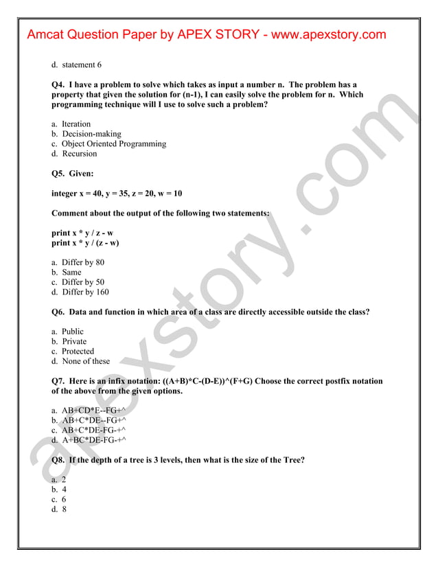 Amcat Test Question Papers Pdf