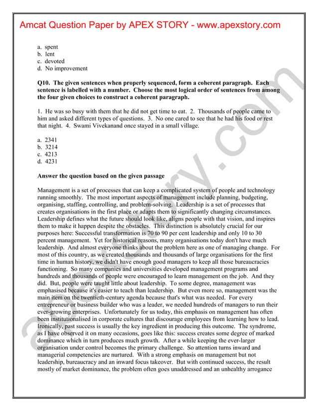 Amcat test-question-papers | PDF | Executive Leadership & Management ...