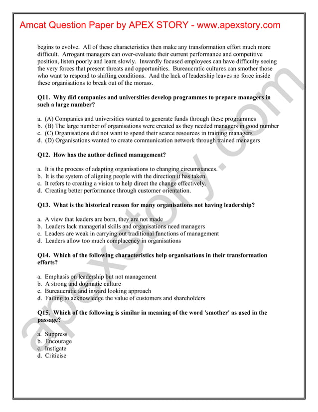 Amcat test-question-papers | PDF | Executive Leadership & Management ...