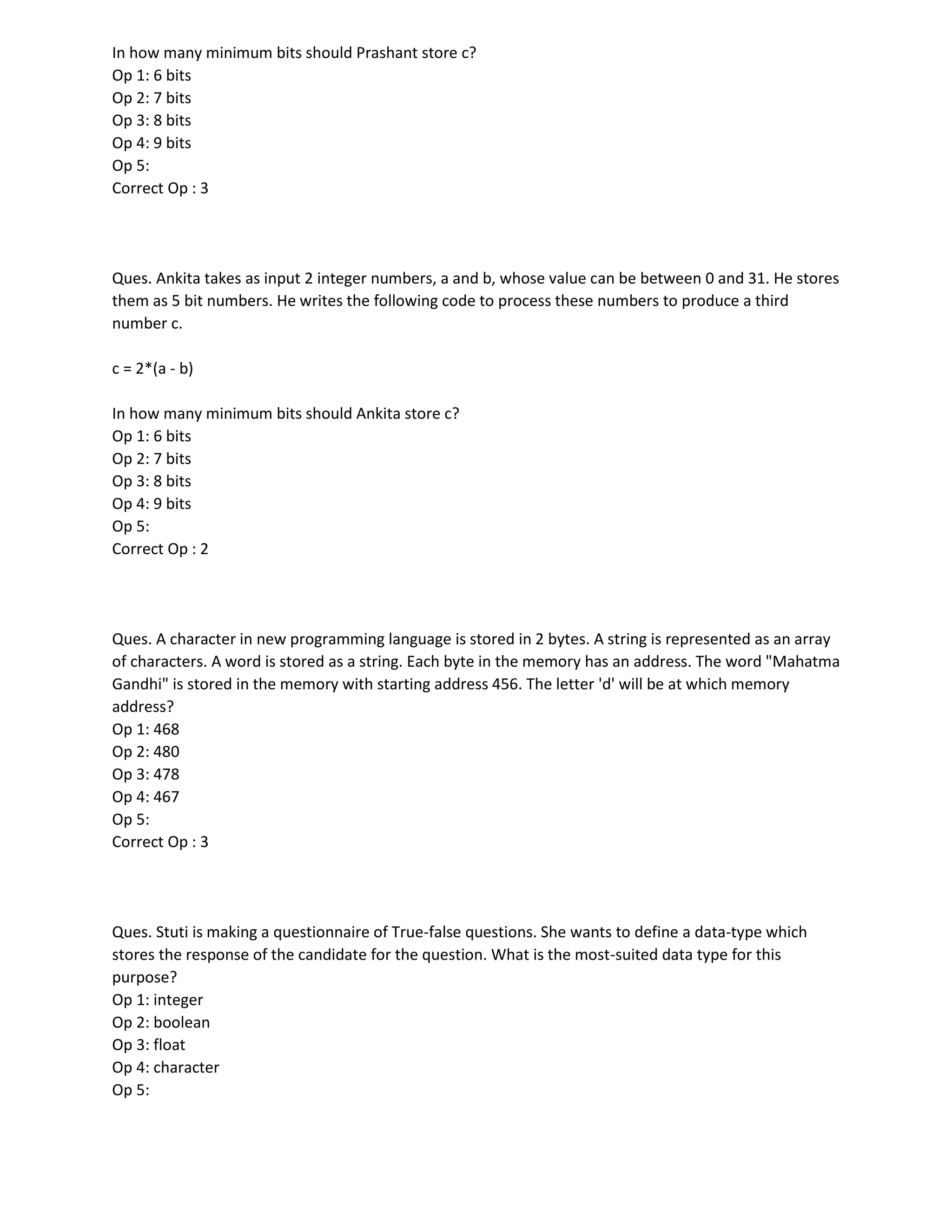 AMCAT_Computer Programming questions and ans | PDF