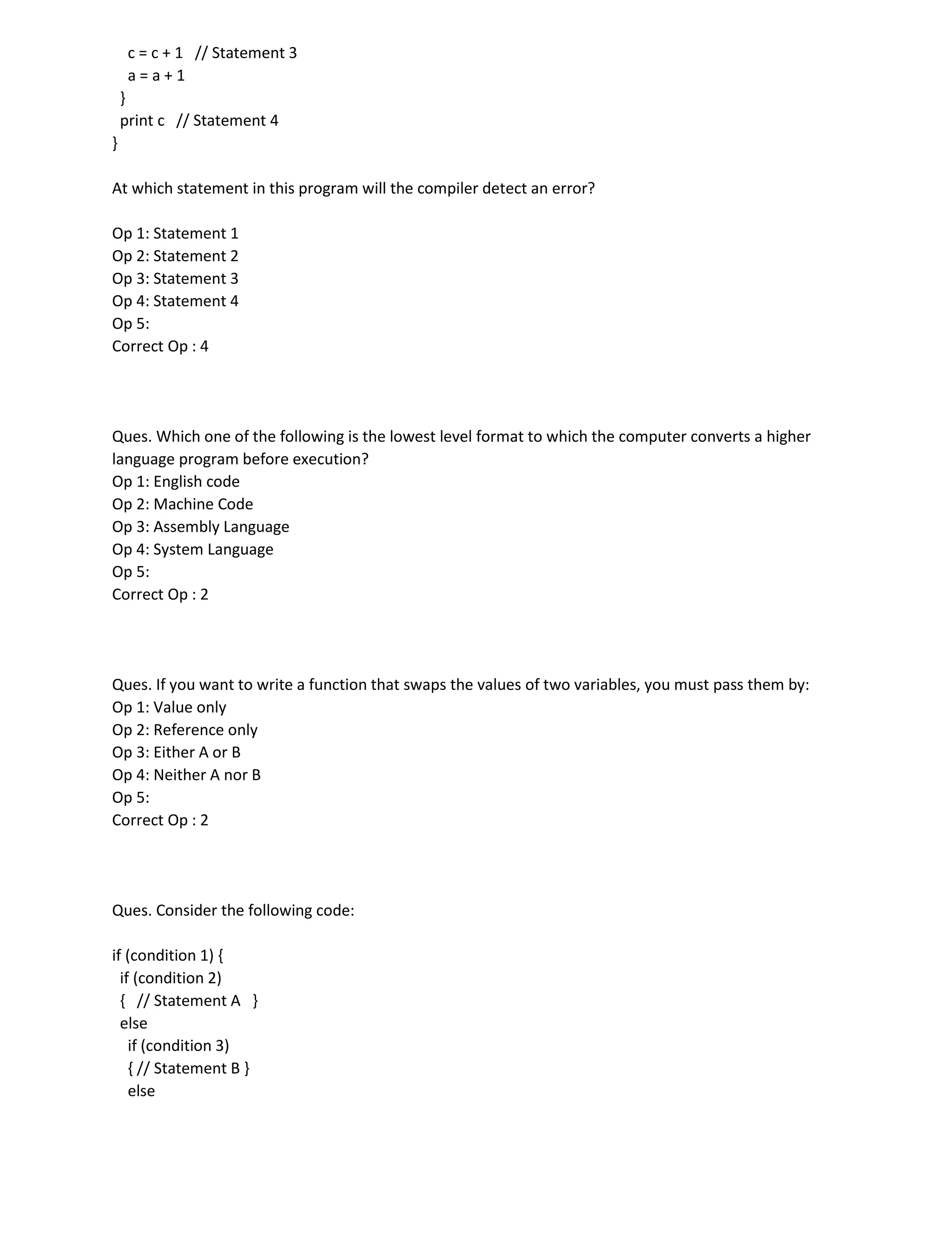 AMCAT_Computer Programming questions and ans | PDF