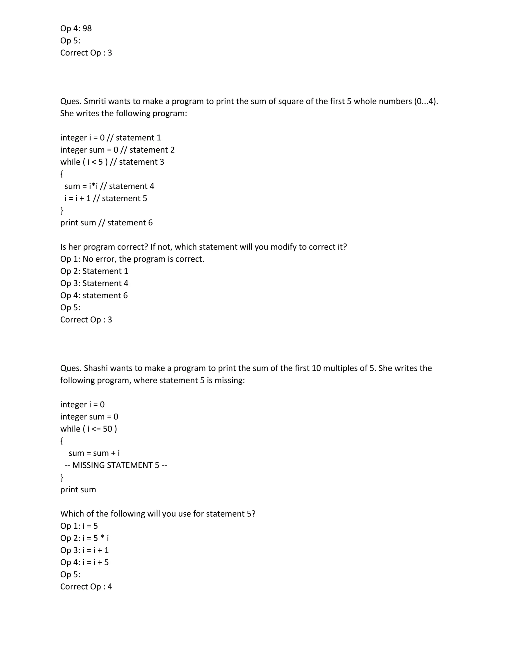 AMCAT_Computer Programming questions and ans | PDF