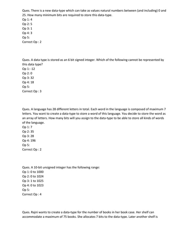 AMCAT_Computer Programming questions and ans | PDF