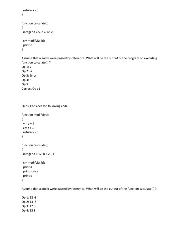 AMCAT_Computer Programming questions and ans | PDF