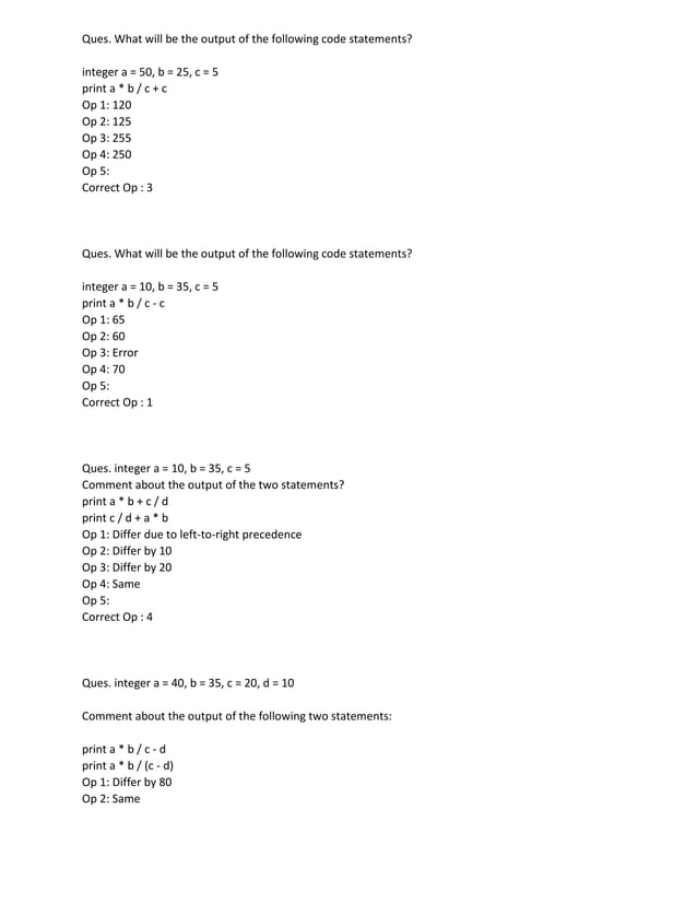 AMCAT_Computer Programming questions and ans | PDF