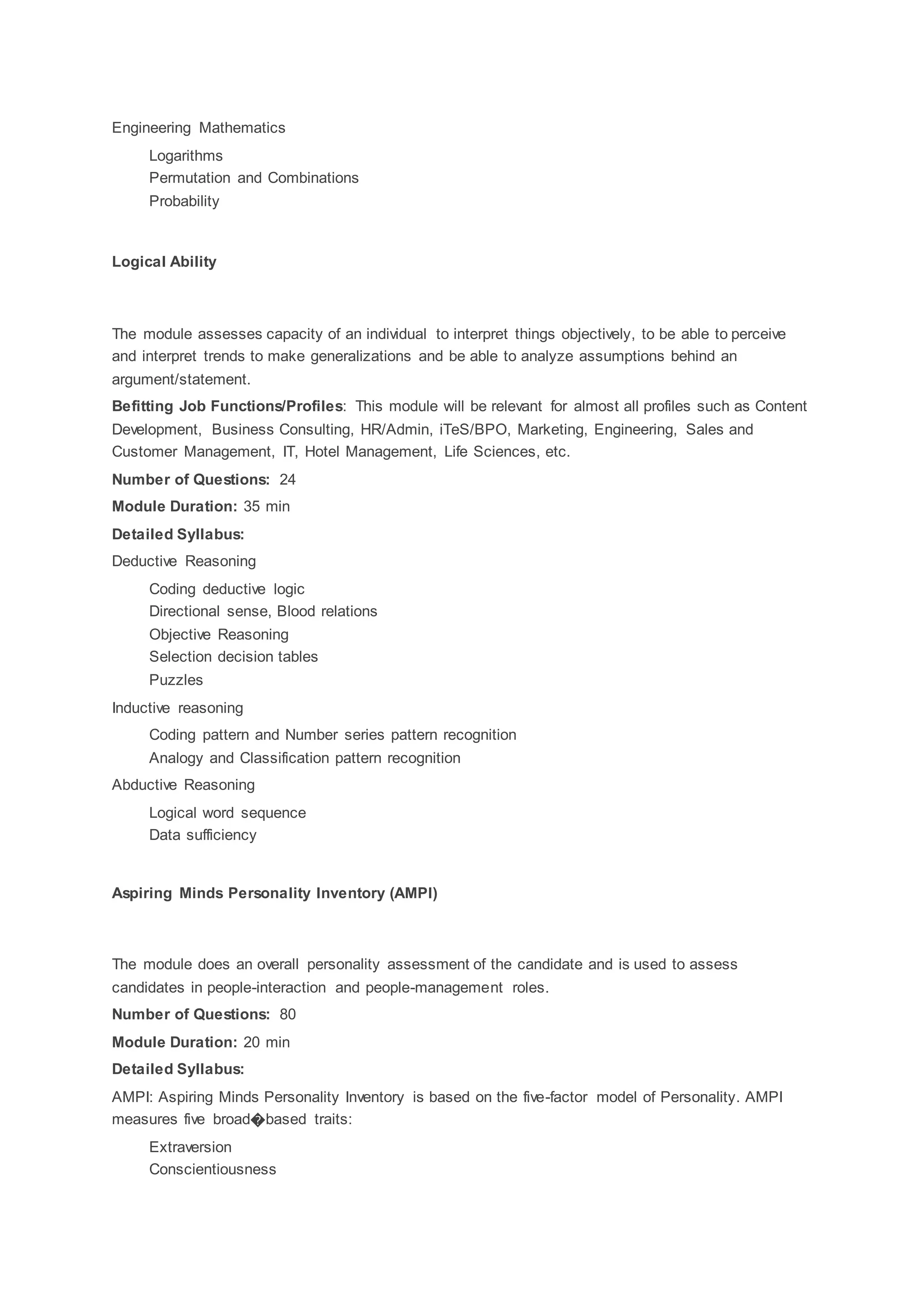 Amcat syllabus | DOCX | Computing | Technology & Computing