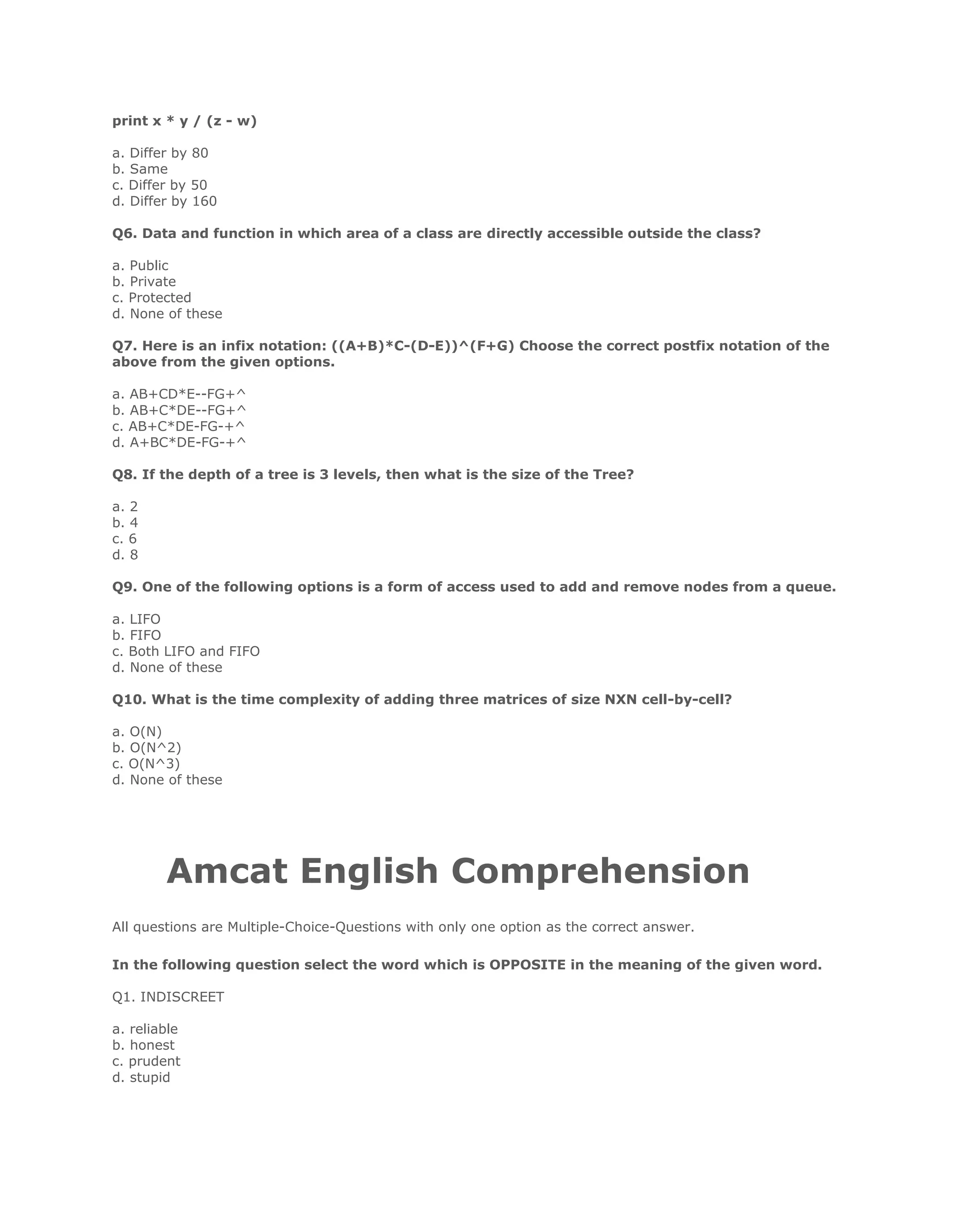 Amcat+syllabus+and+sample+papers | DOCX