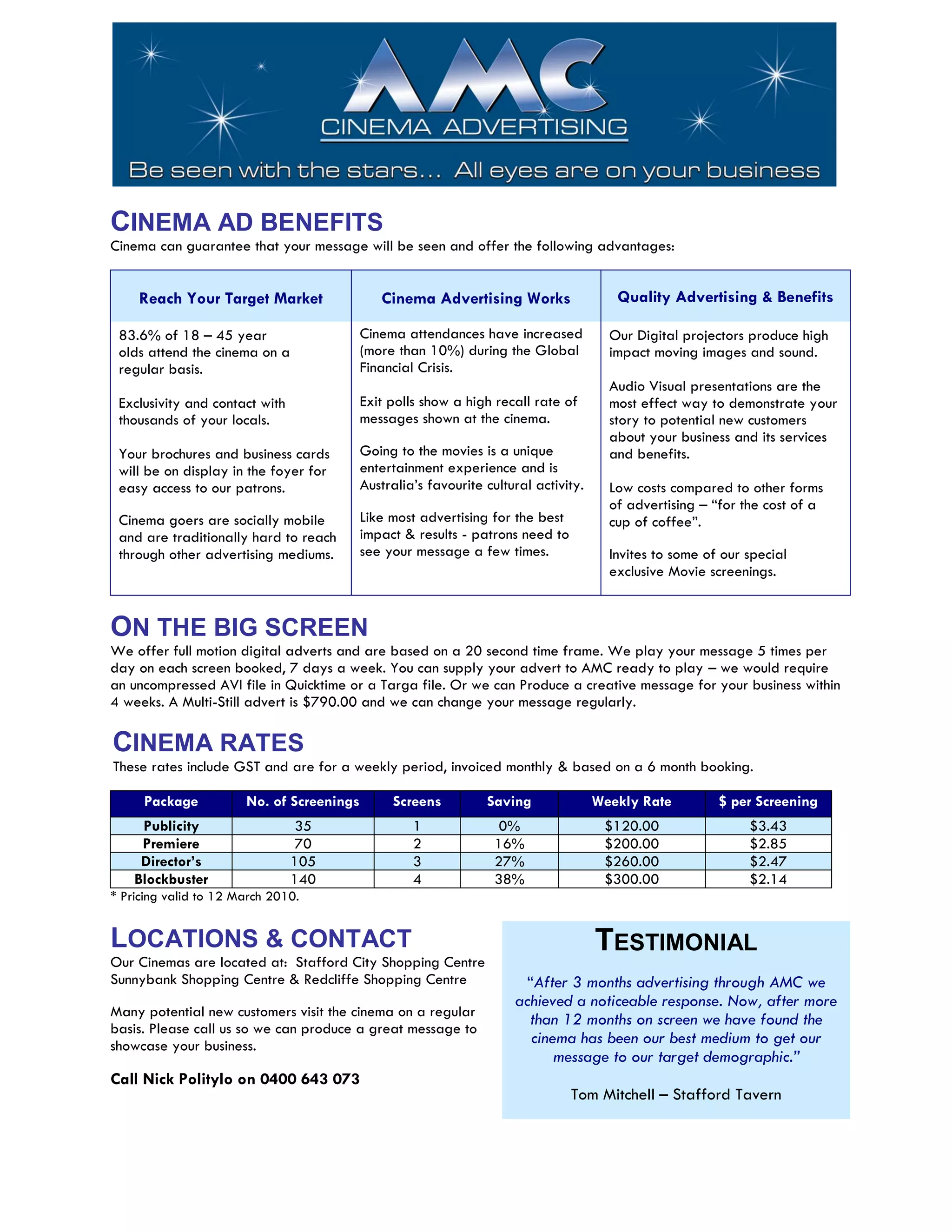 AMC Cinema Advertising 2010 | PDF