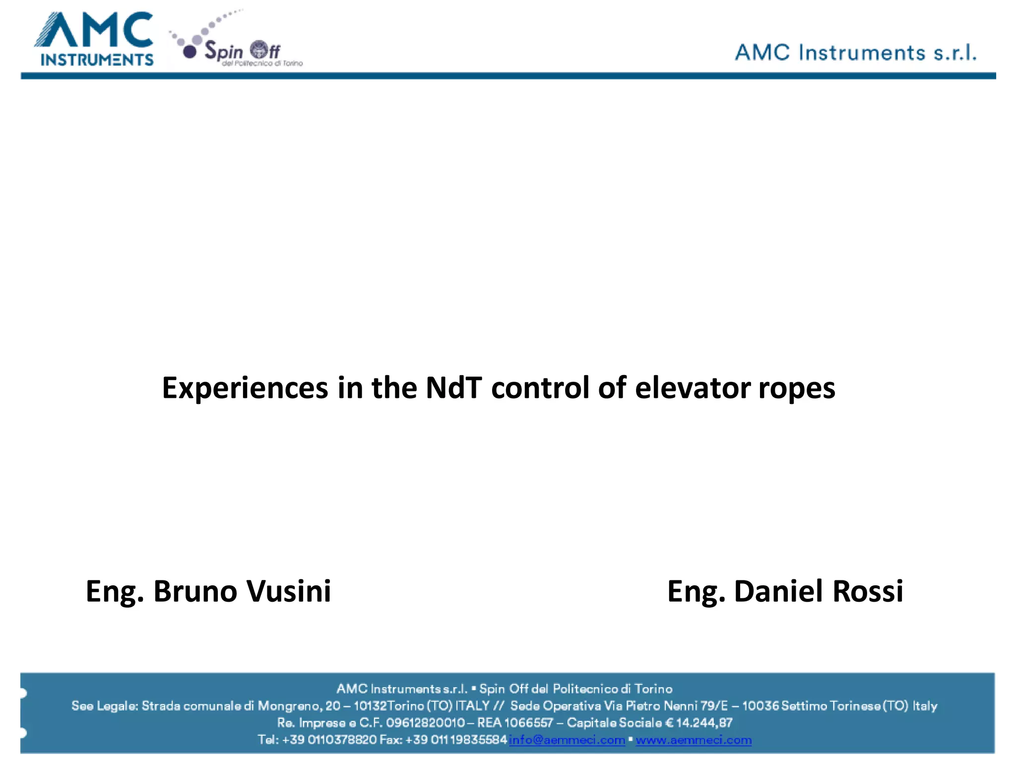 NdT inspection of wire ropes for elevators | PPT