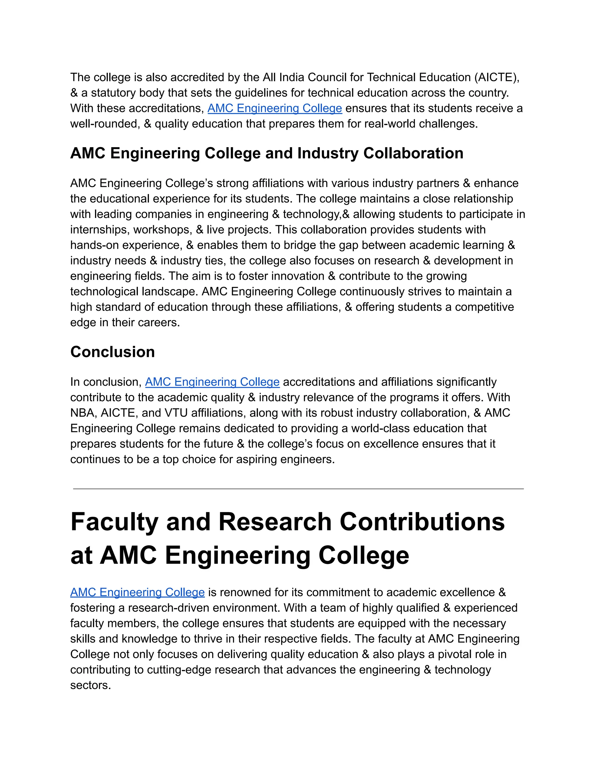 Admission Process at AMC Engineering College | PDF