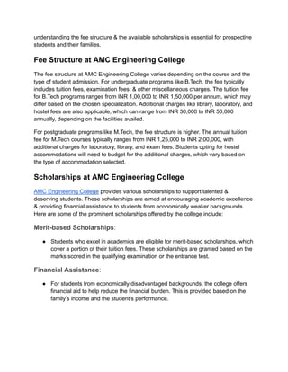 Admission Process at AMC Engineering College | PDF