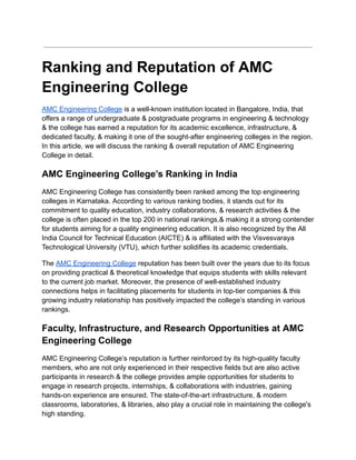 Admission Process at AMC Engineering College | PDF