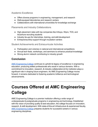 Admission Process at AMC Engineering College | PDF