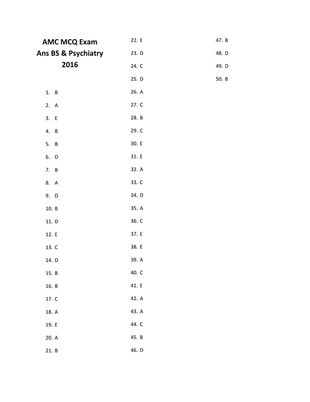 Amc mcq exam ans bs | DOC