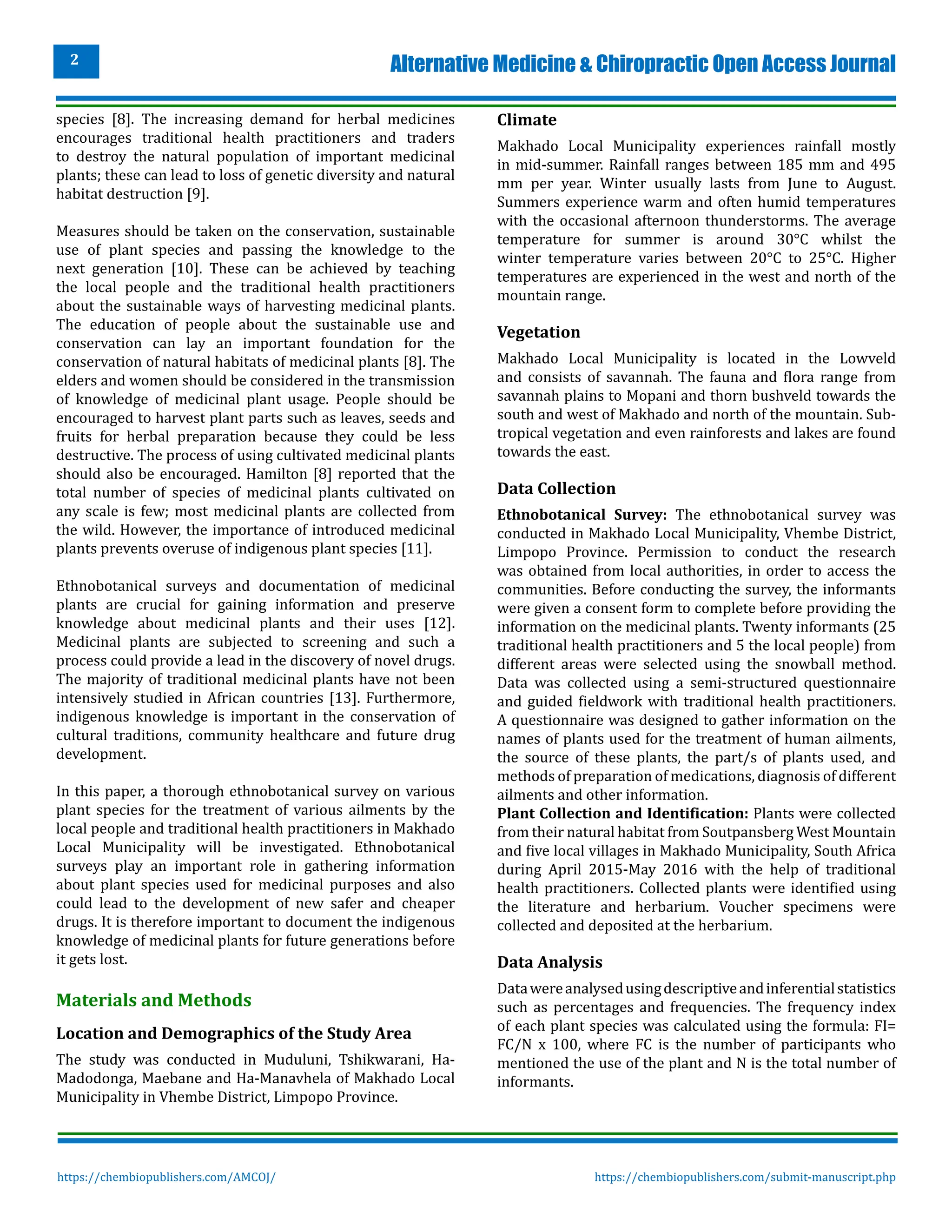 Assessment of Indigenous Knowledge of Medicinal Plants Practice in ...