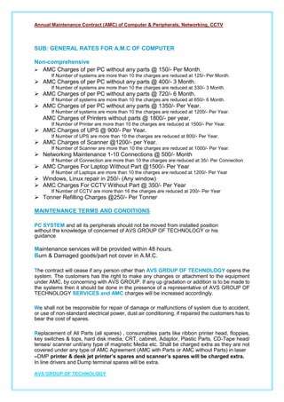 ANNUAL MAINTENANCE CONTRACT PROPOSAL | PDF