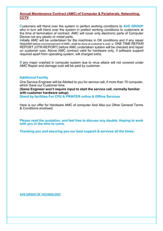 ANNUAL MAINTENANCE CONTRACT PROPOSAL | PDF