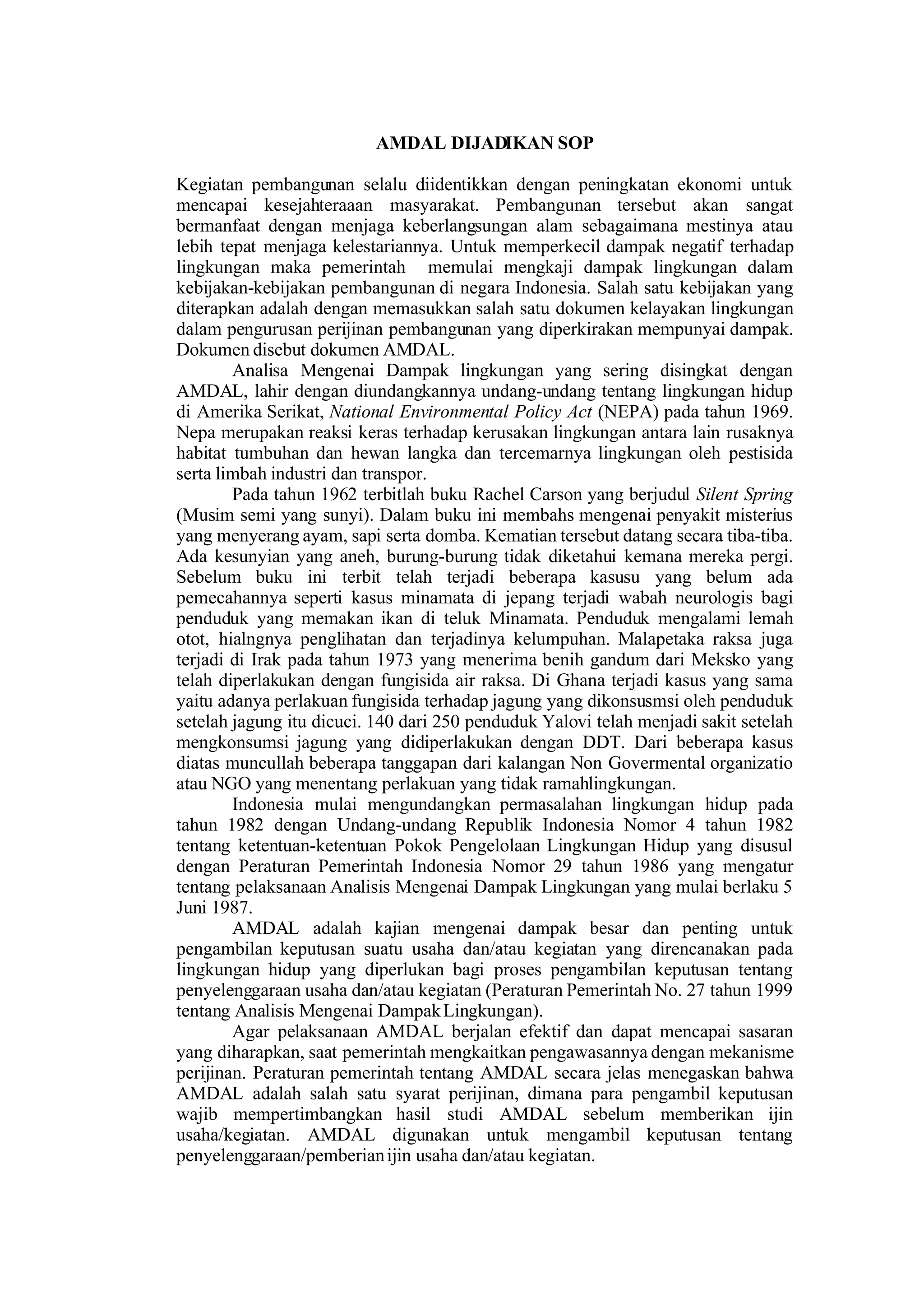 Amdal Dijadikan SOP | RTF