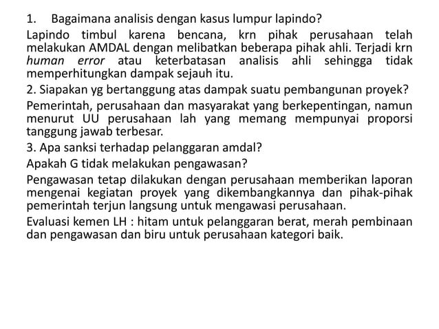 Pengelolaan Lingkungan Hidup dan Analisis Mengenai Dampak Lingkungan (AMDAL) | PPTX