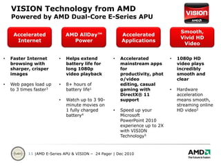 VISION Technology from AMD Powered by AMD E-Series & C-Series APUs | PPTX
