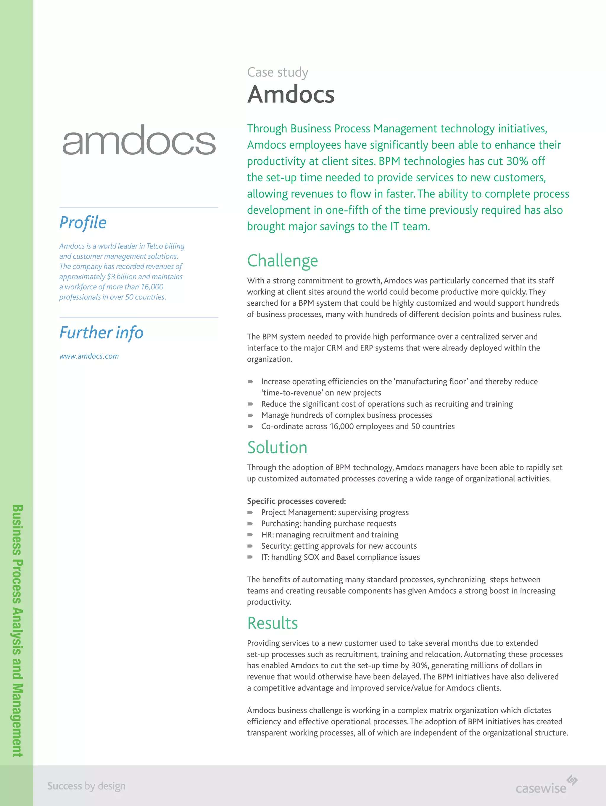 Amdocs Case Study | PDF