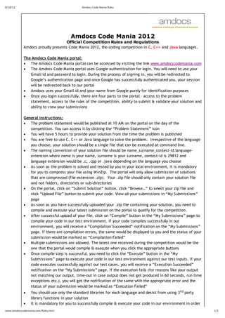 Amdocs code mania rules | PDF | Web Development | Internet