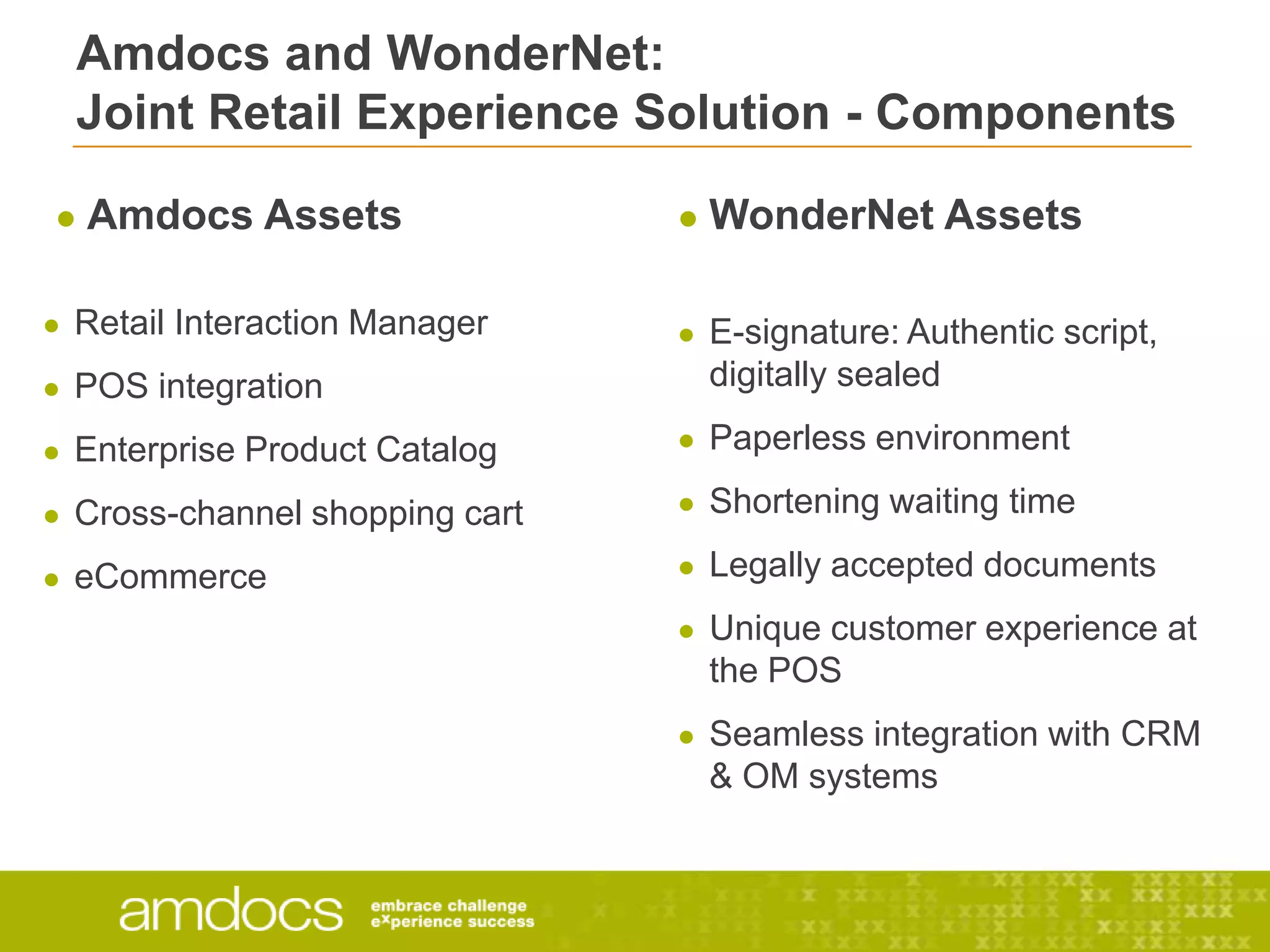 Amdocs WonderNet joint value proposition for Telecom retail store | PPTX | Business Utilities ...