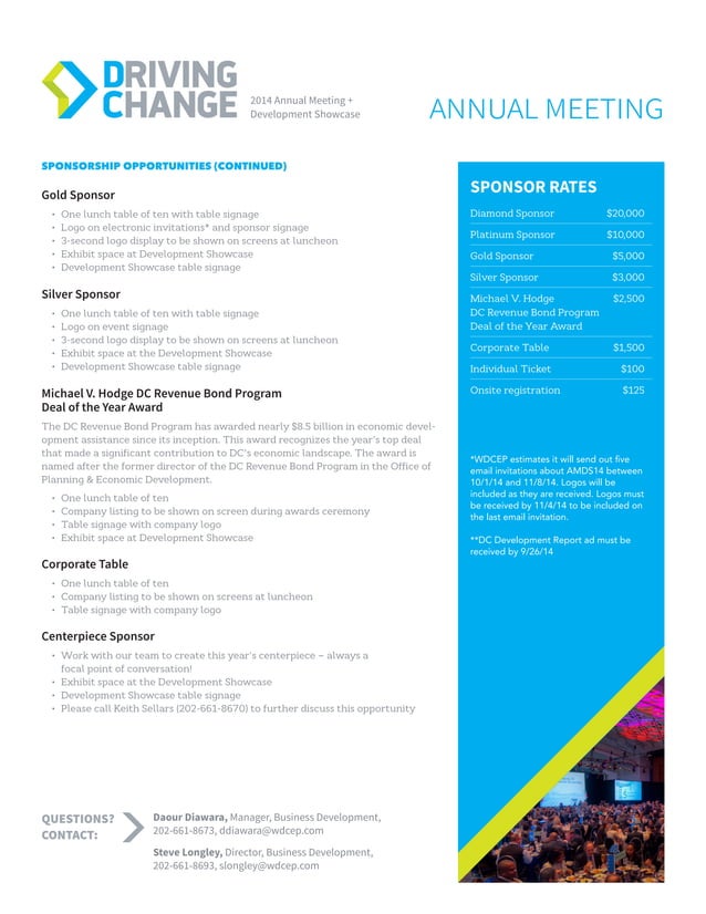 WDCEP's 2014 Annual Meeting & Development Showcase Sponsorship Kit | PDF