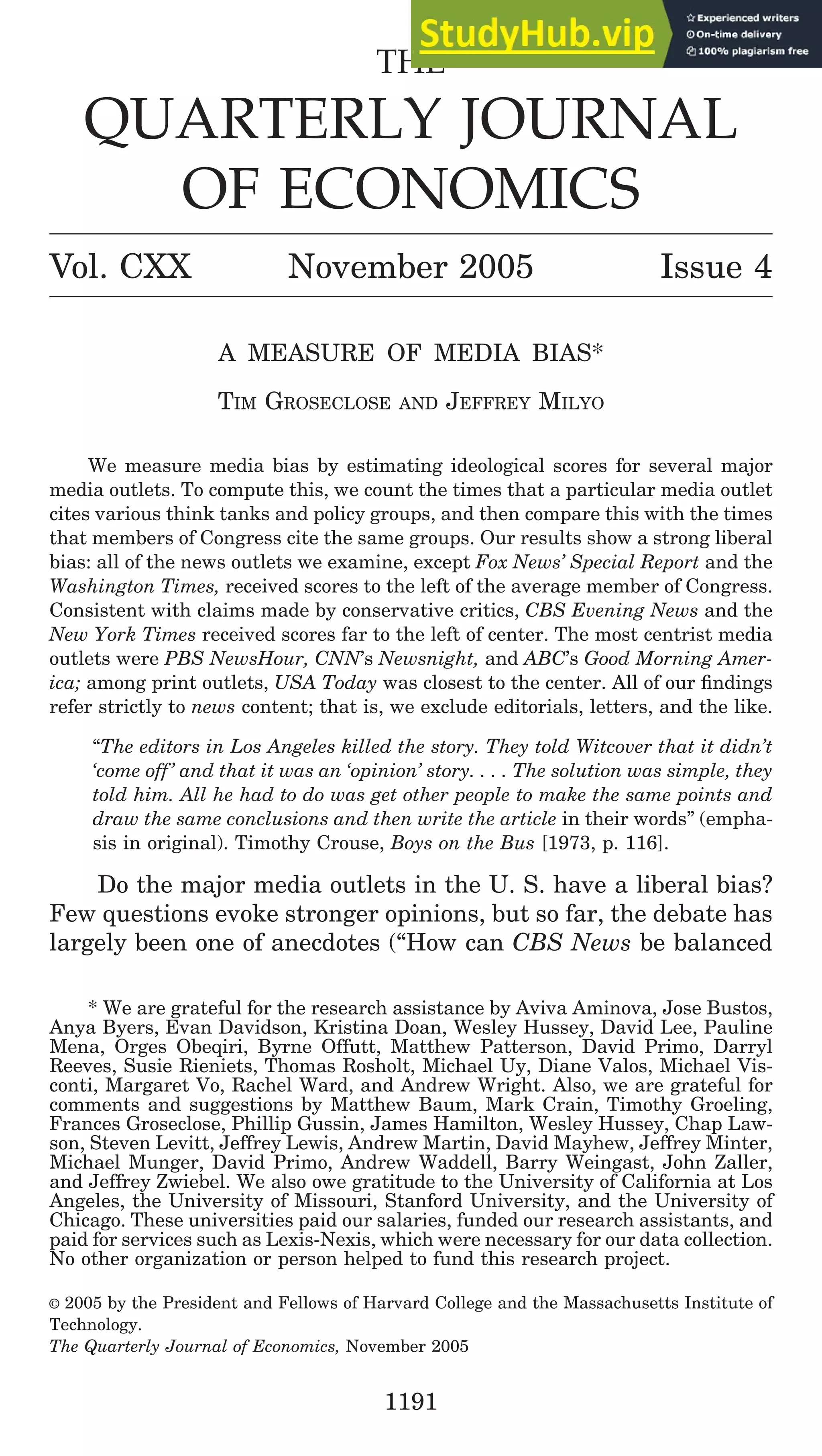 A Measure Of Media Bias | PDF