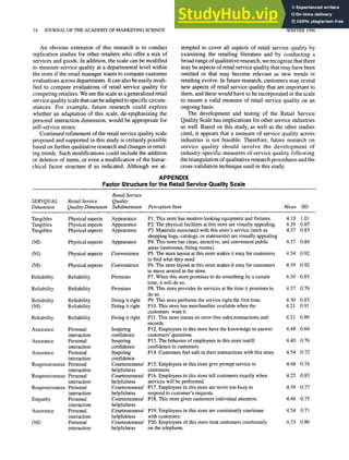 A Measure Of Service Quality For Retail Stores Scale Development And ...