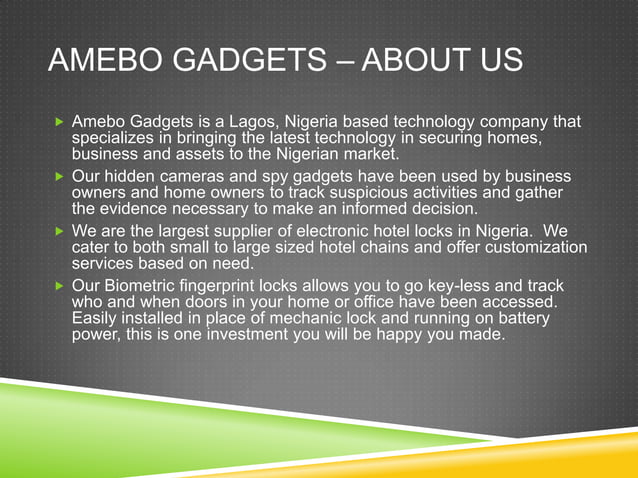 Amebo gadgets | PPT