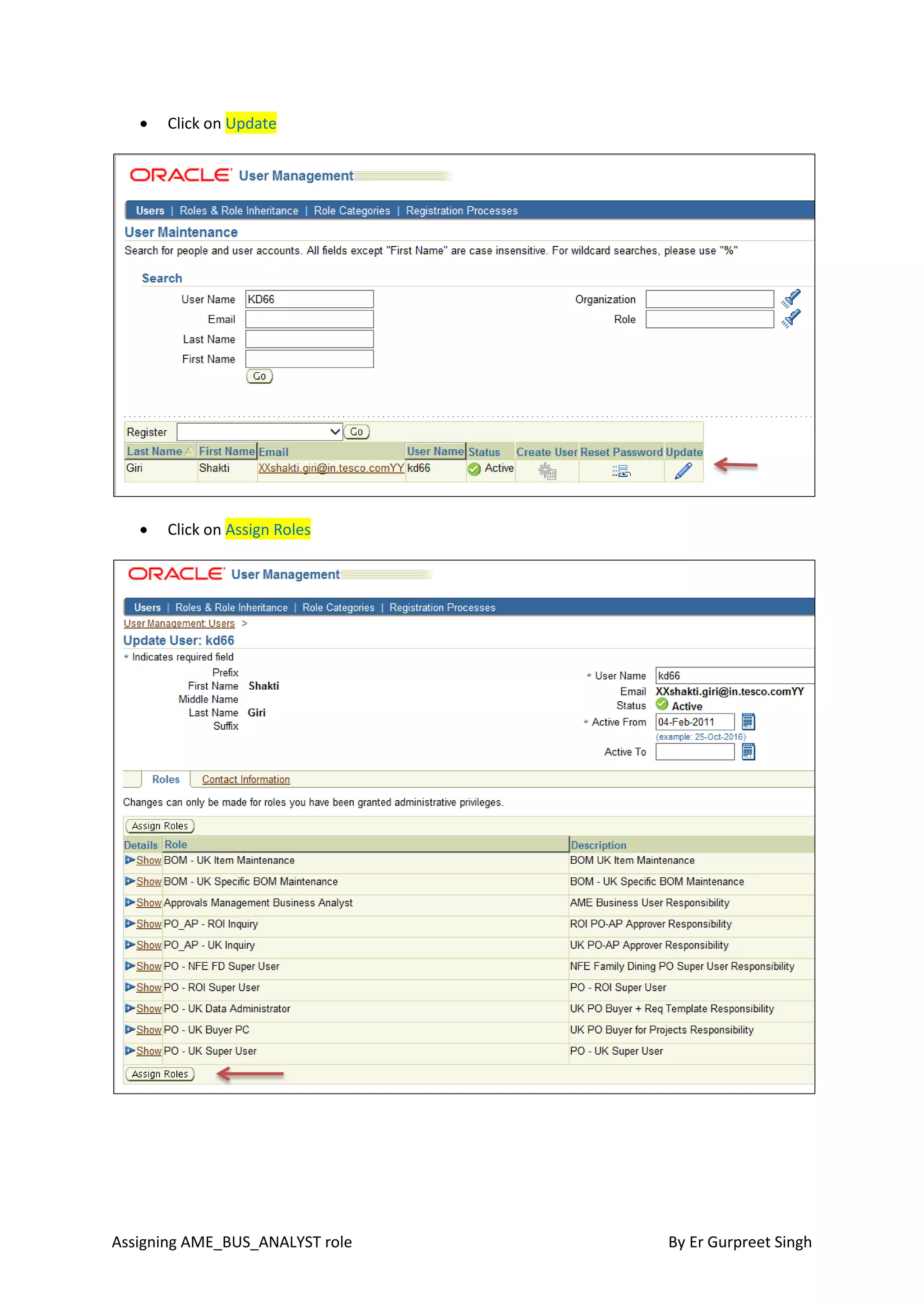 Assigning role AME_BUS_ANALYST | PDF