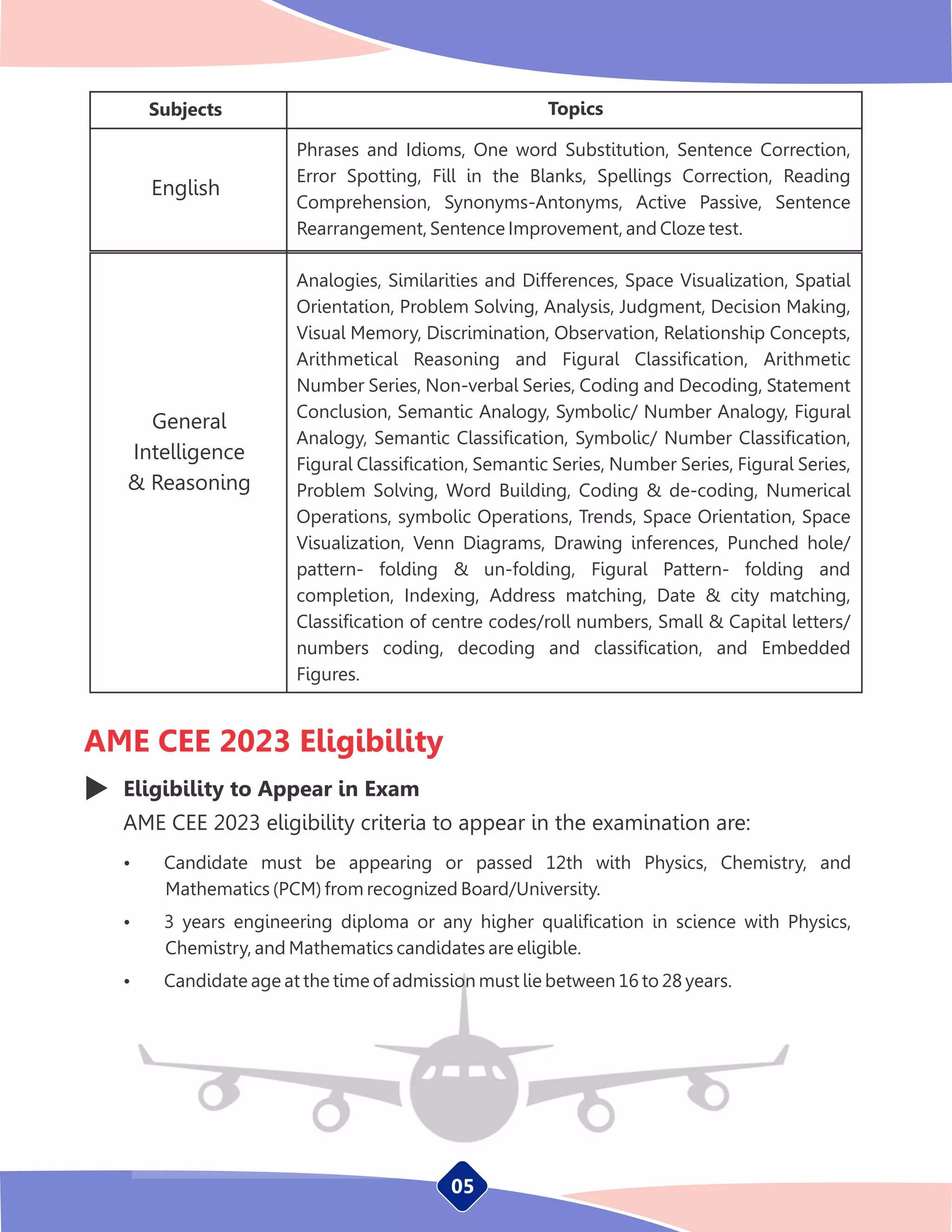 AME CEE 2023 ENTRANCE EXAM | PDF